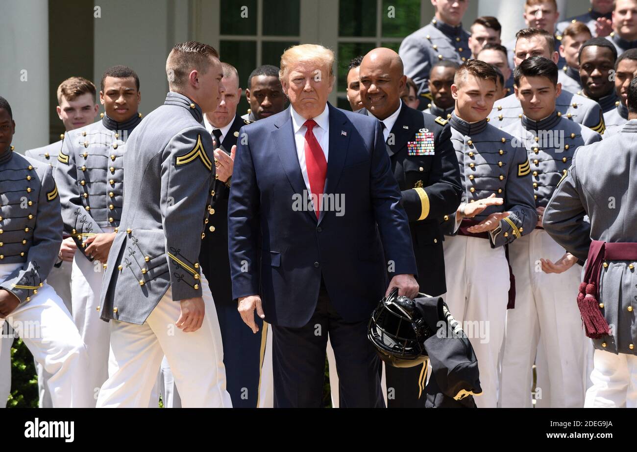 U.S. President Donald Trump looks on during an event with the Army ...
