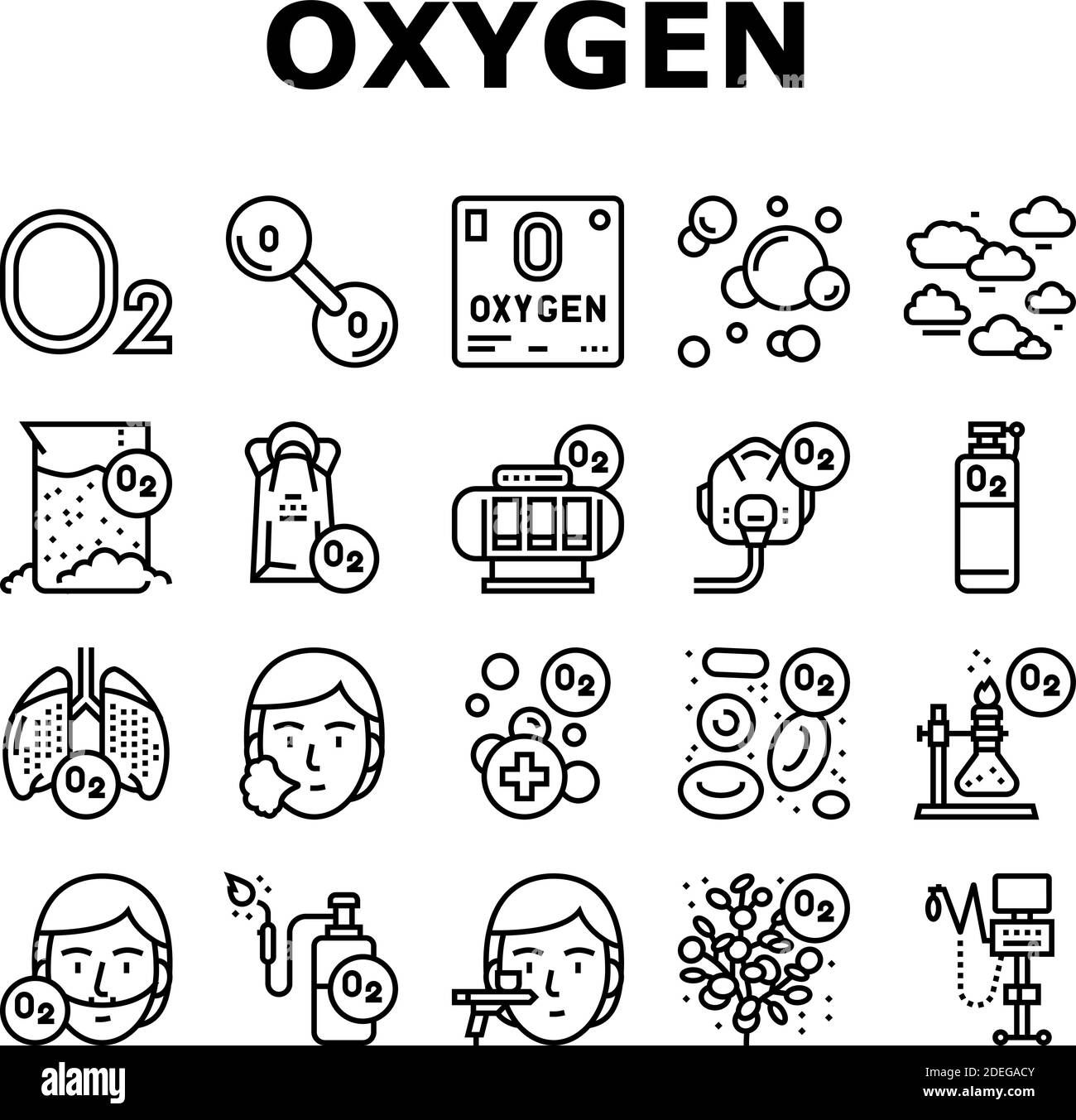 Oxygen O2 Chemical Collection Icons Set Vector Stock Vector Image & Art ...