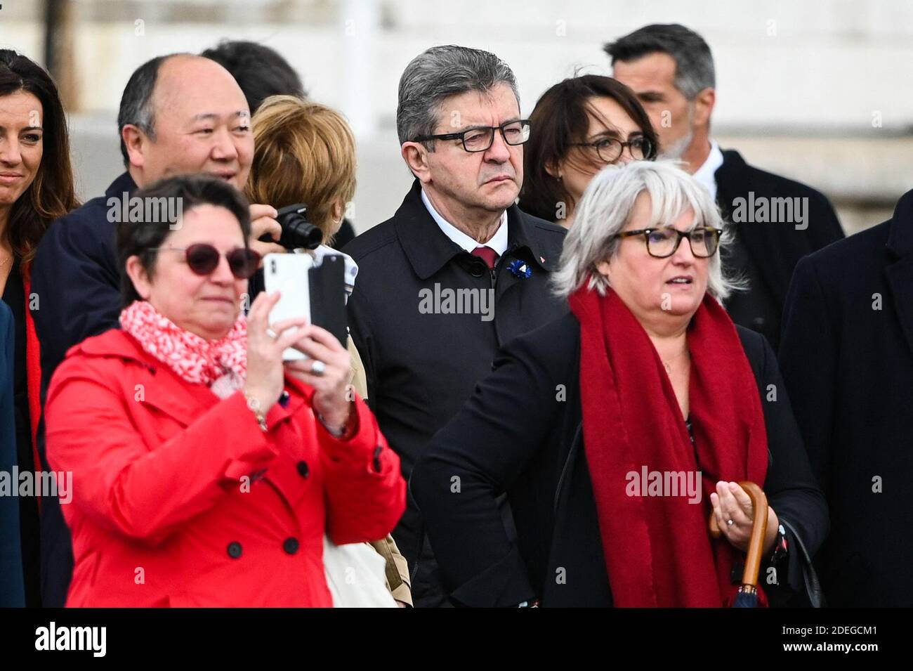 Jean-Luc Mélenchon attends a wreath laying ceremony marking the 74th ...