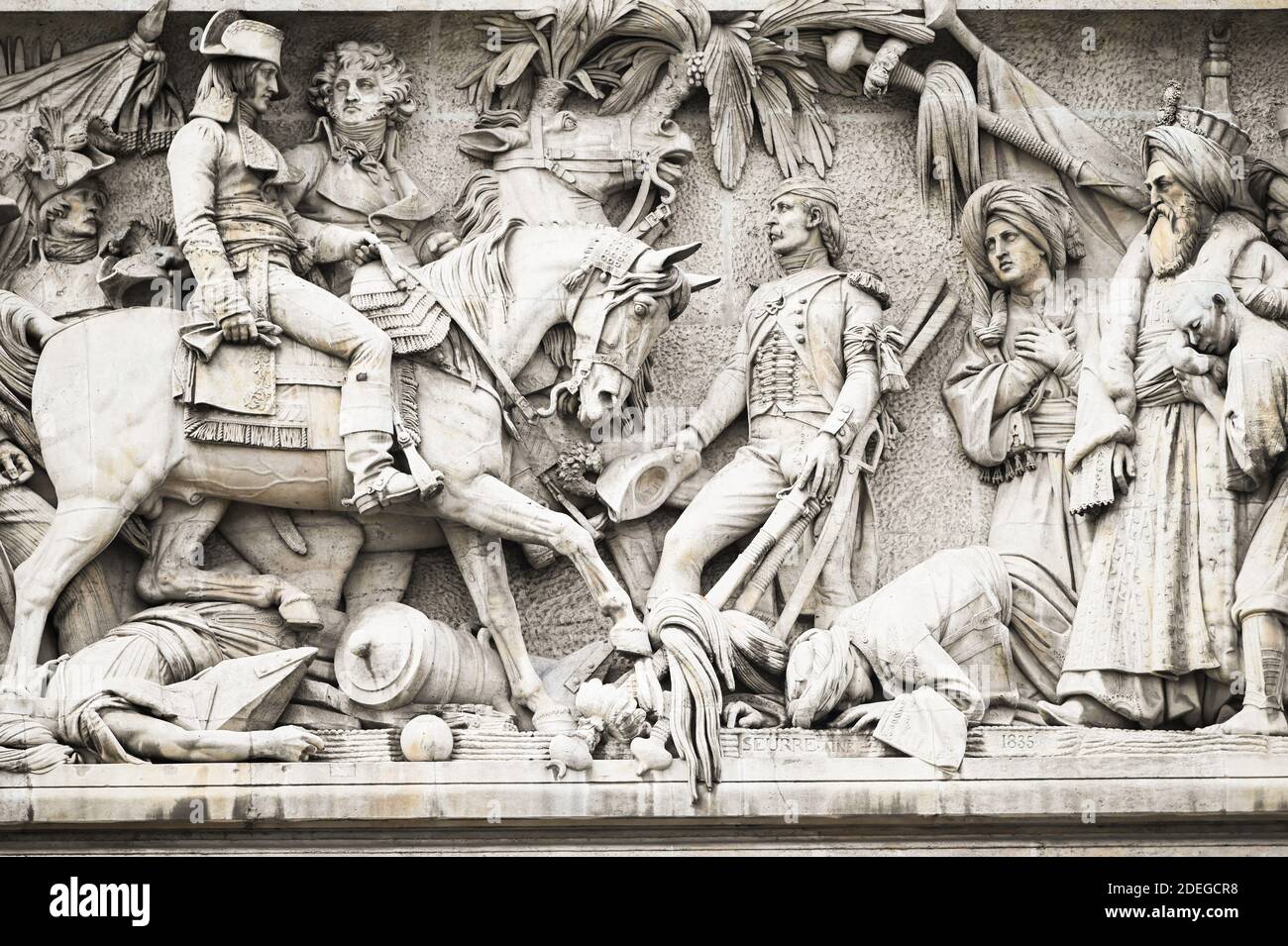 A close up of the Arc de Triomphe during a wreath laying ceremony ...