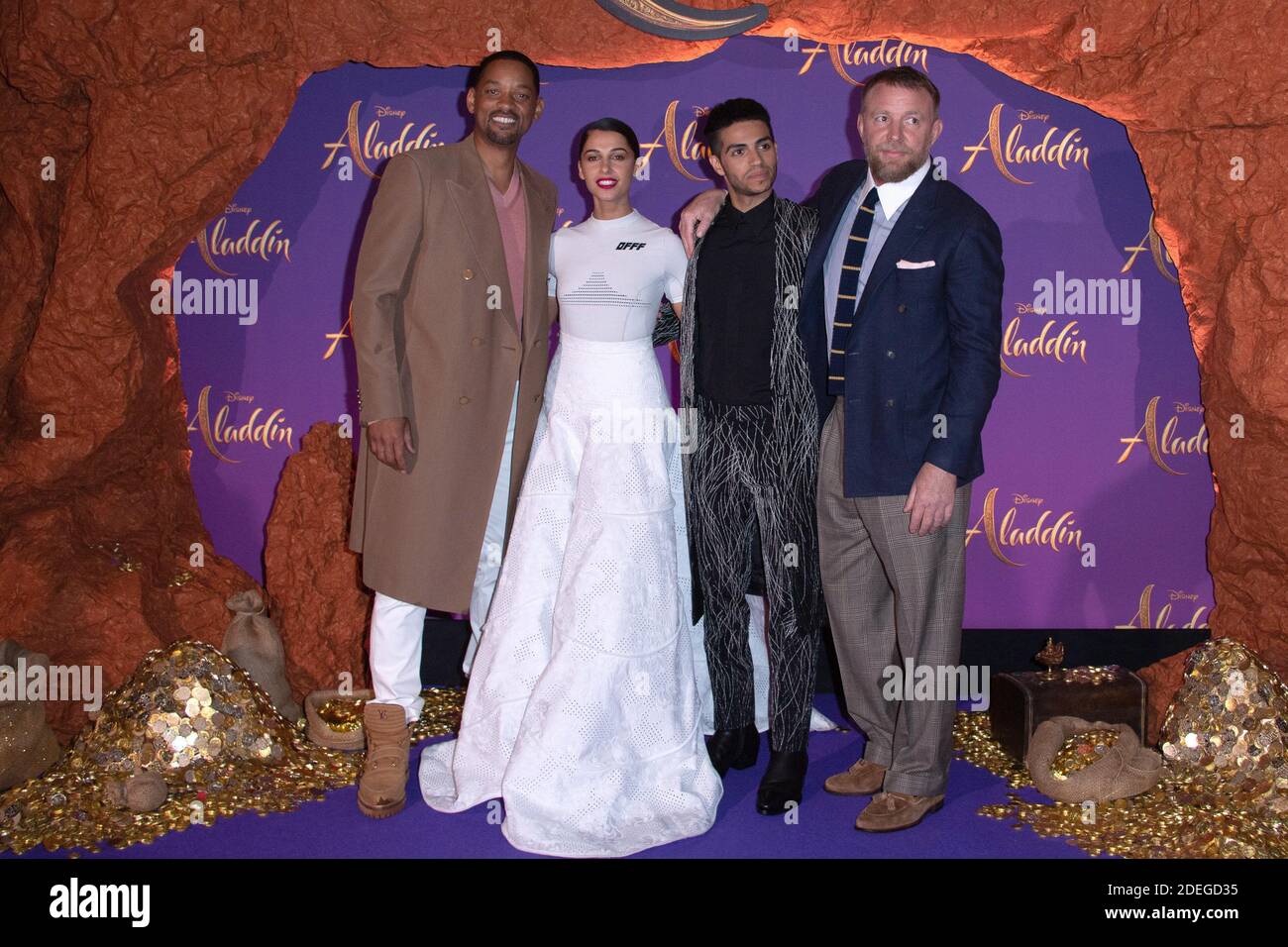 Will Smith, Naomi Scott, Mena Massoud and Guy Ritchie attending the Aladdin Premiere at the ...