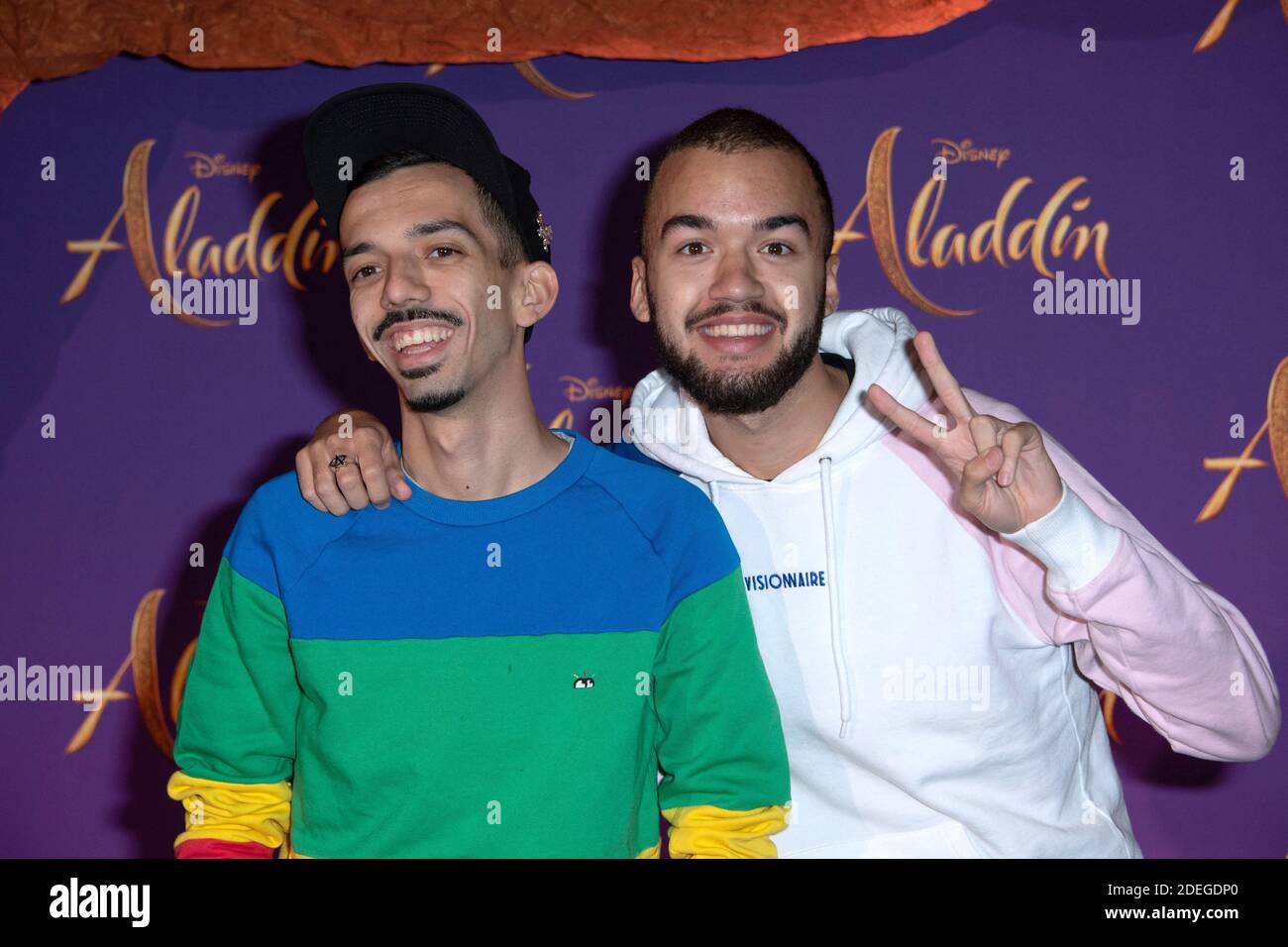 Bigflo et Oli attending the Aladdin Premiere at the Grand Rex cinema in ...