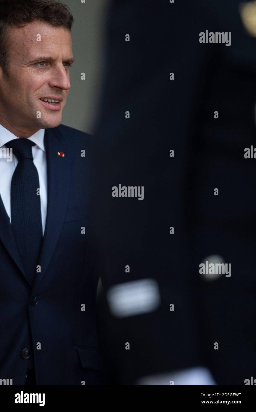 French President Emmanuel Macron at the Elysee Palace in Paris, France ...
