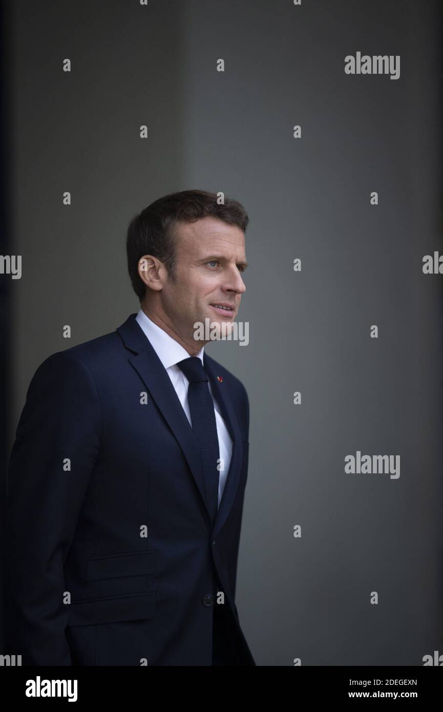 French President Emmanuel Macron at the Elysee Palace in Paris, France ...