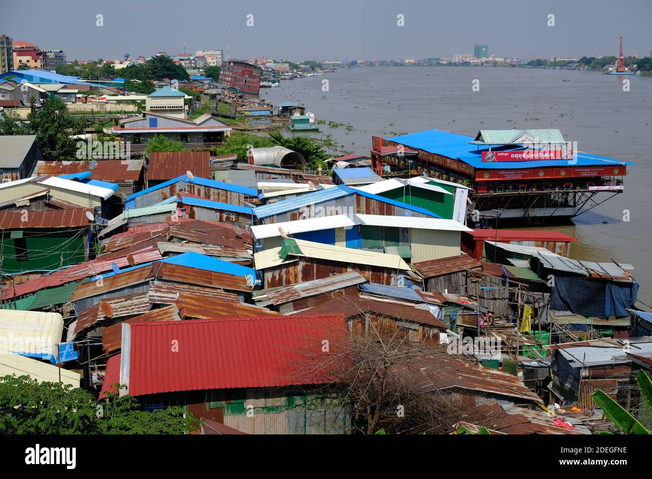Cambodia Phnom Penh - Tonle Sap River riverside city area Stock Photo ...