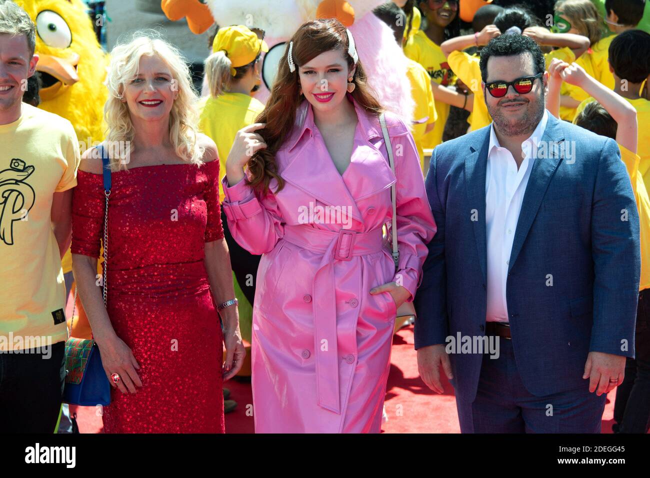 Irma Knol, Sonia Plakidyuk and Josh Gad attending the Angry Birds 2 ...