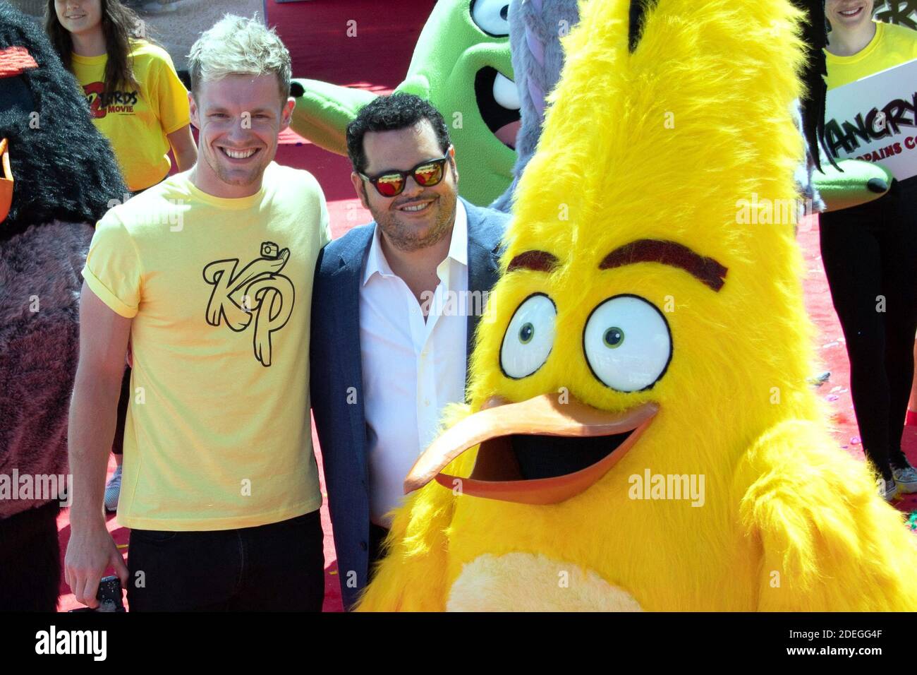 Enzo Knol and Josh Gad attending the Angry Birds 2 Photocall during the ...
