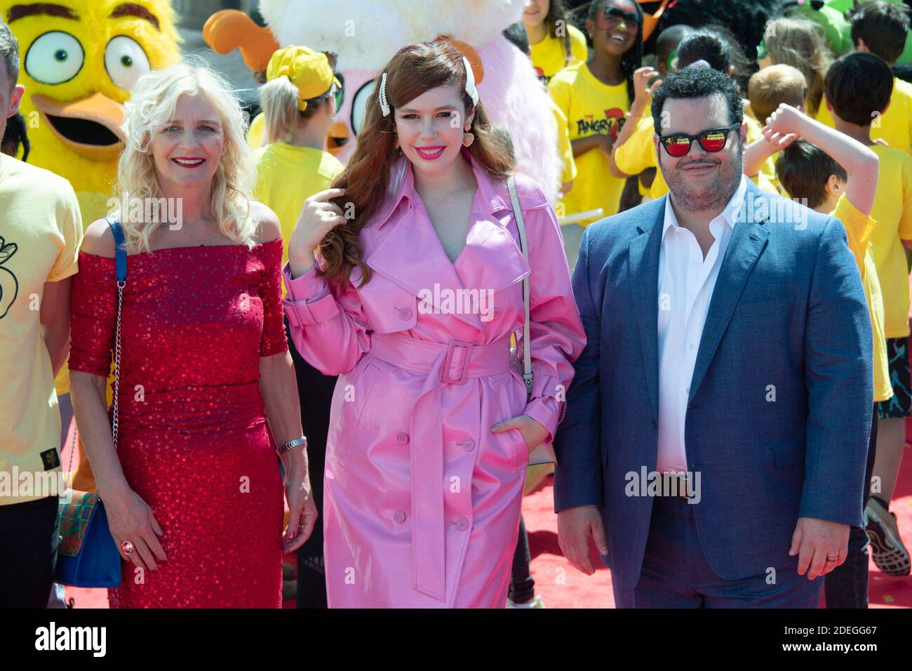 Irma Knol, Sonia Plakidyuk and Josh Gad attending the Angry Birds 2 ...
