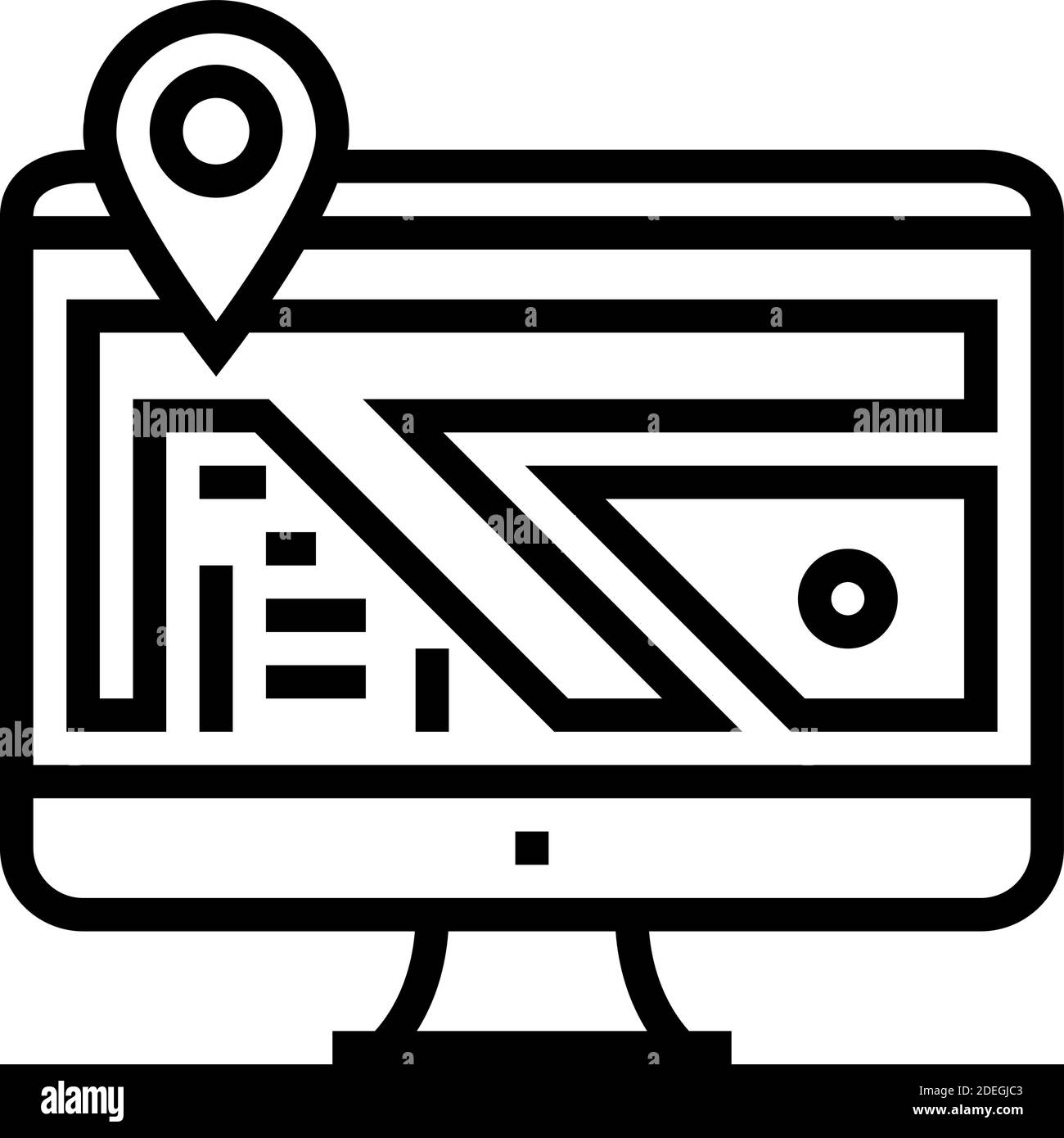 computer monitor map location line icon vector illustration Stock ...