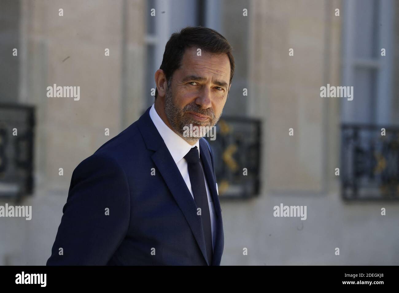 Minister of the Interior Christophe Castaner leaving the weekly Cabinet ...