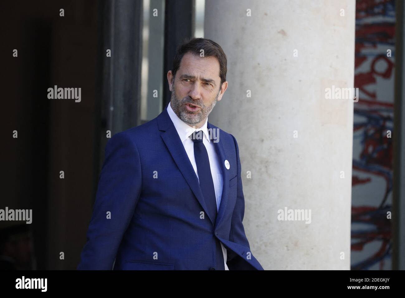 Minister of the Interior Christophe Castaner leaving the weekly Cabinet ...