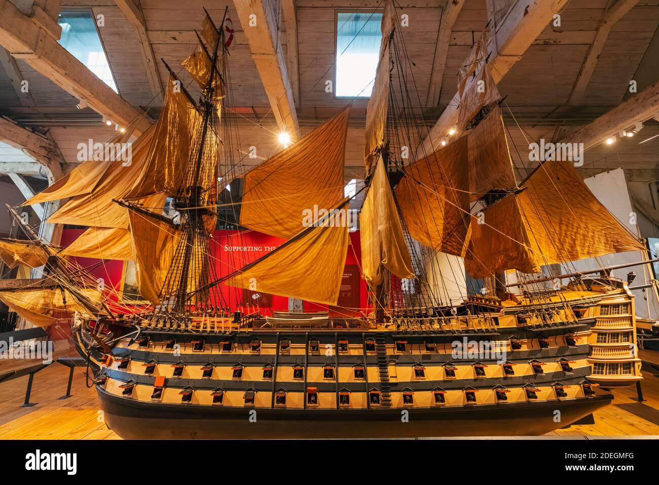 England, Kent, Chatham, The Historic Dockyard, Model of HMS Victory ...
