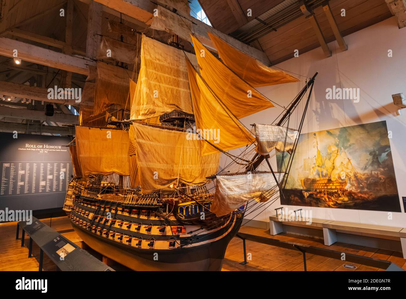 England, Kent, Chatham, The Historic Dockyard, Model of HMS Victory ...