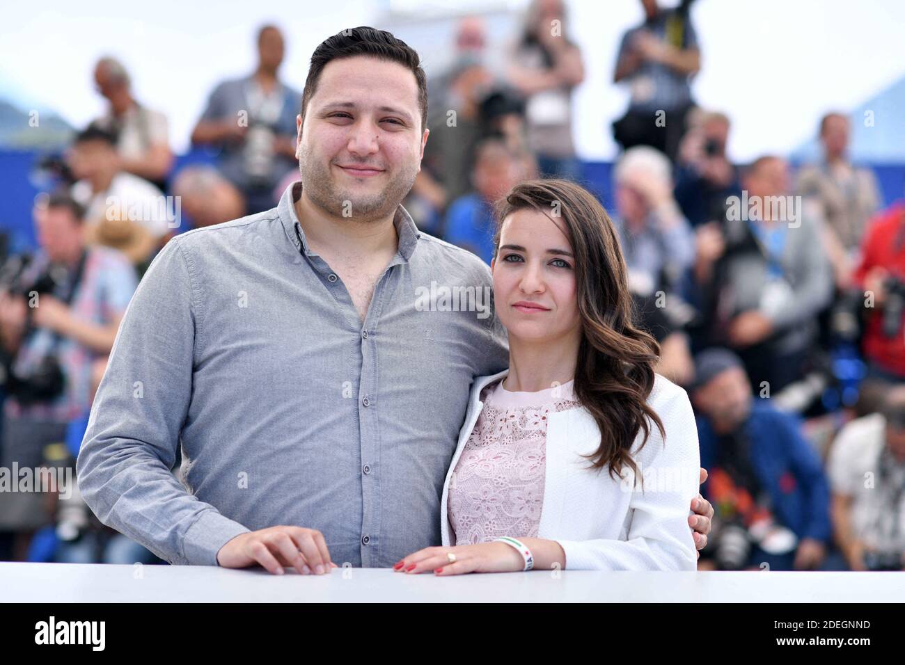 Hamza Al Kateab and Waad Al-Kateab attend the photocall for "For Sama ...