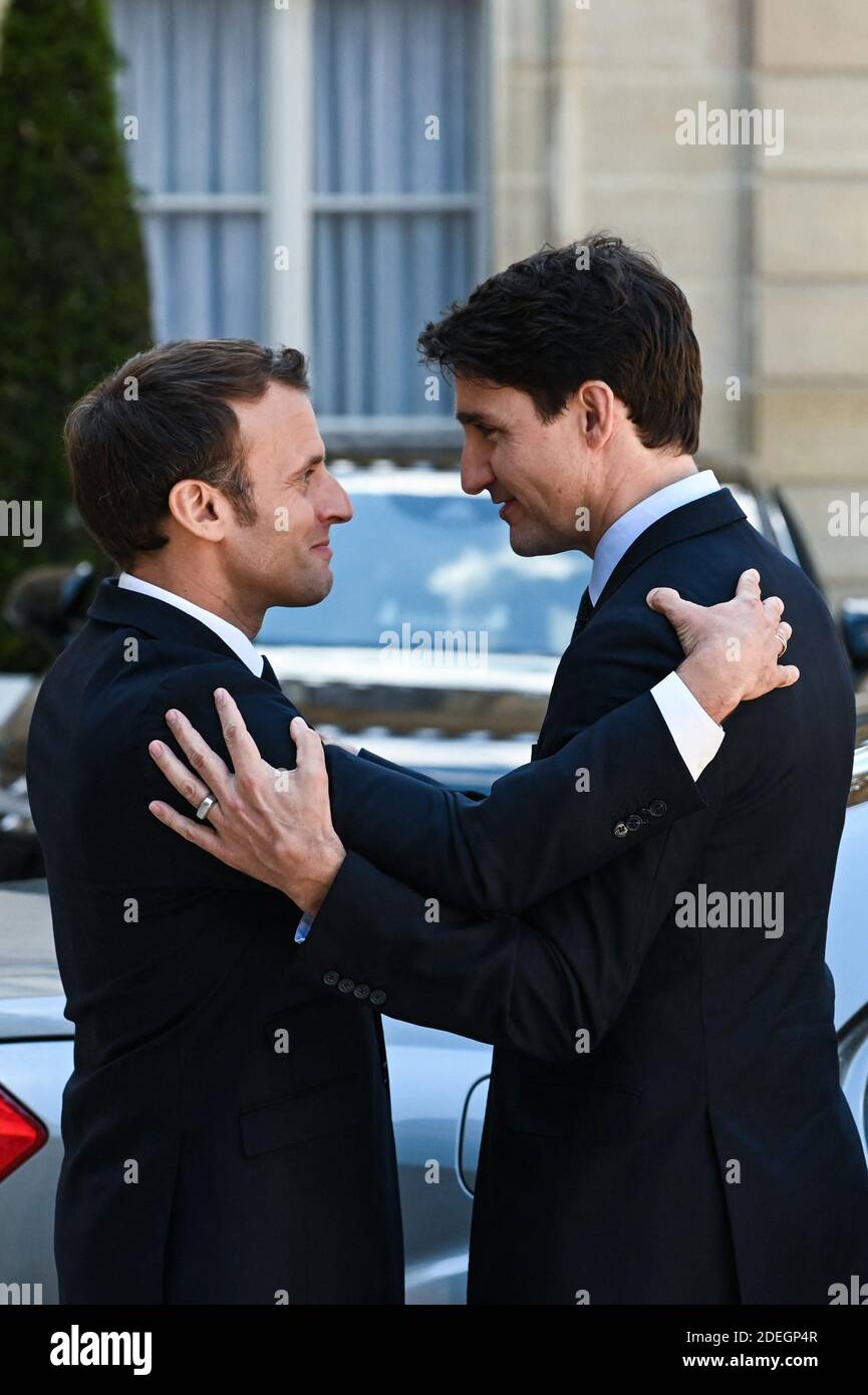 French president Emmanuel Macron and Canadian Prime Minister Justin ...