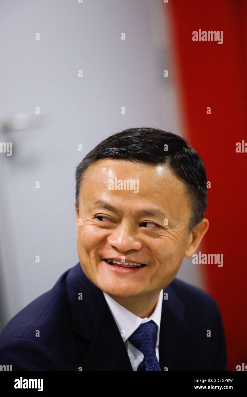 Founder of Alibaba group Jack Ma poses prior to a meeting at the ...