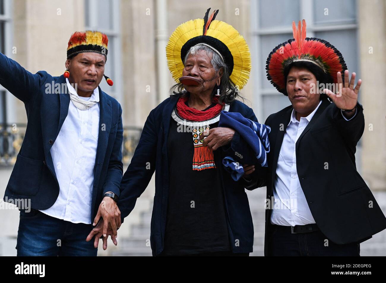 Brazil's legendary indigenous chief Raoni Metuktire and three ...