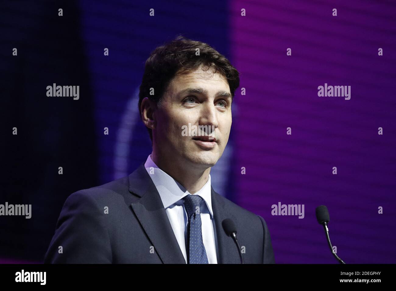 Canada's Prime Minister Justin Trudeau speaking in the VivaTech ...