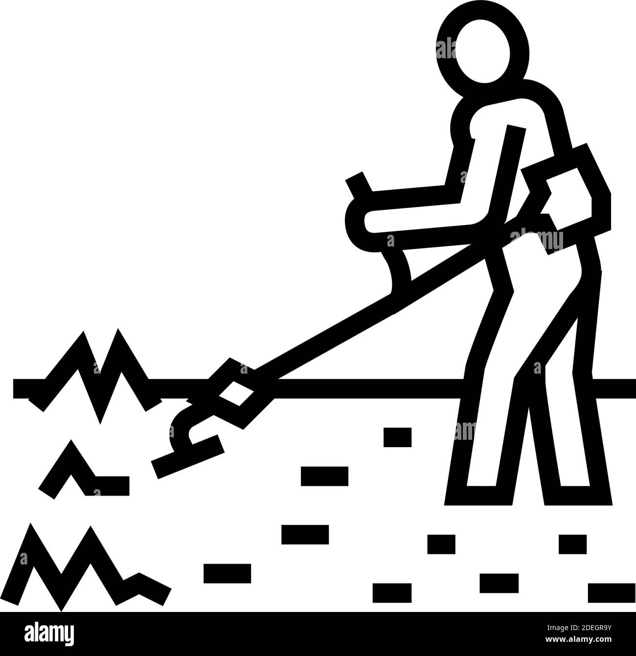 gardener cutting lawn grass line icon vector illustration Stock Vector ...