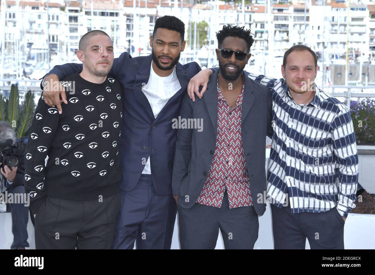 Al Hassan Ly, Director Ladj Ly, Issa Perica and Damien Bonnard ...