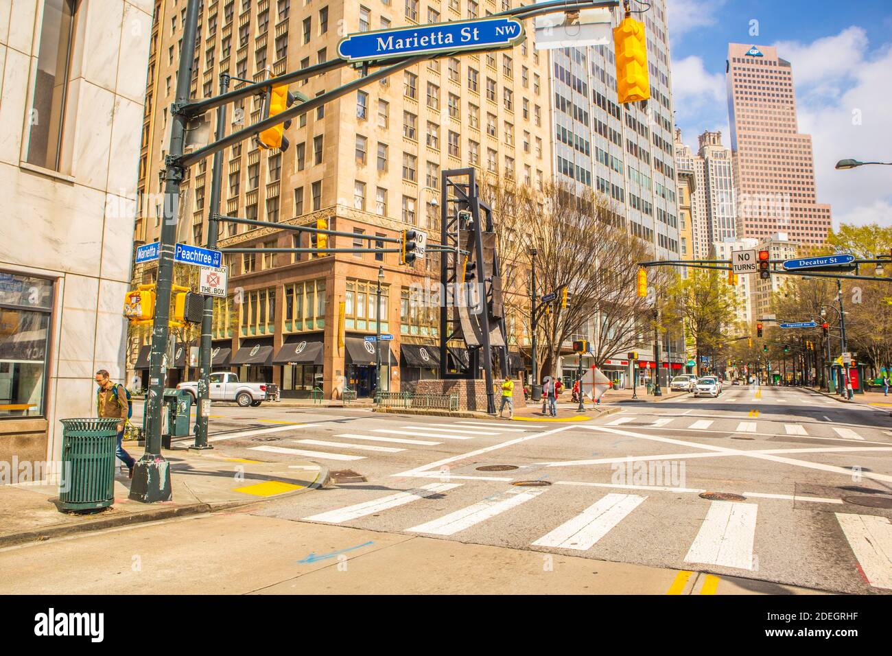 Atlanta, Ga USA 03 07 20: Downtown people walking and traffic Stock ...
