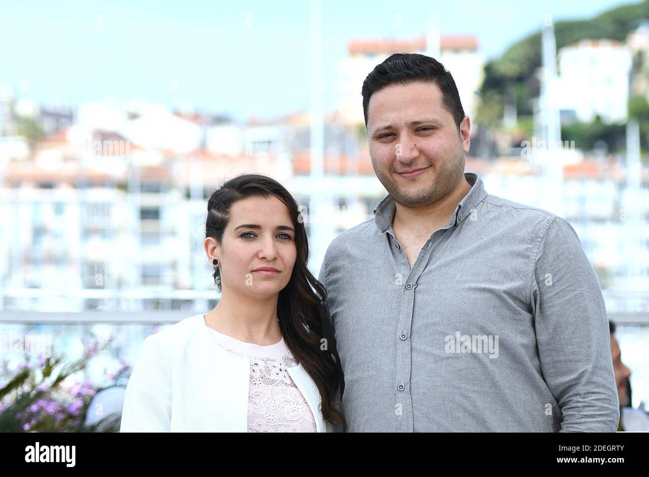 Waad Al Kateab and Hamza Al Kateab attending the For Sama Photocall as ...