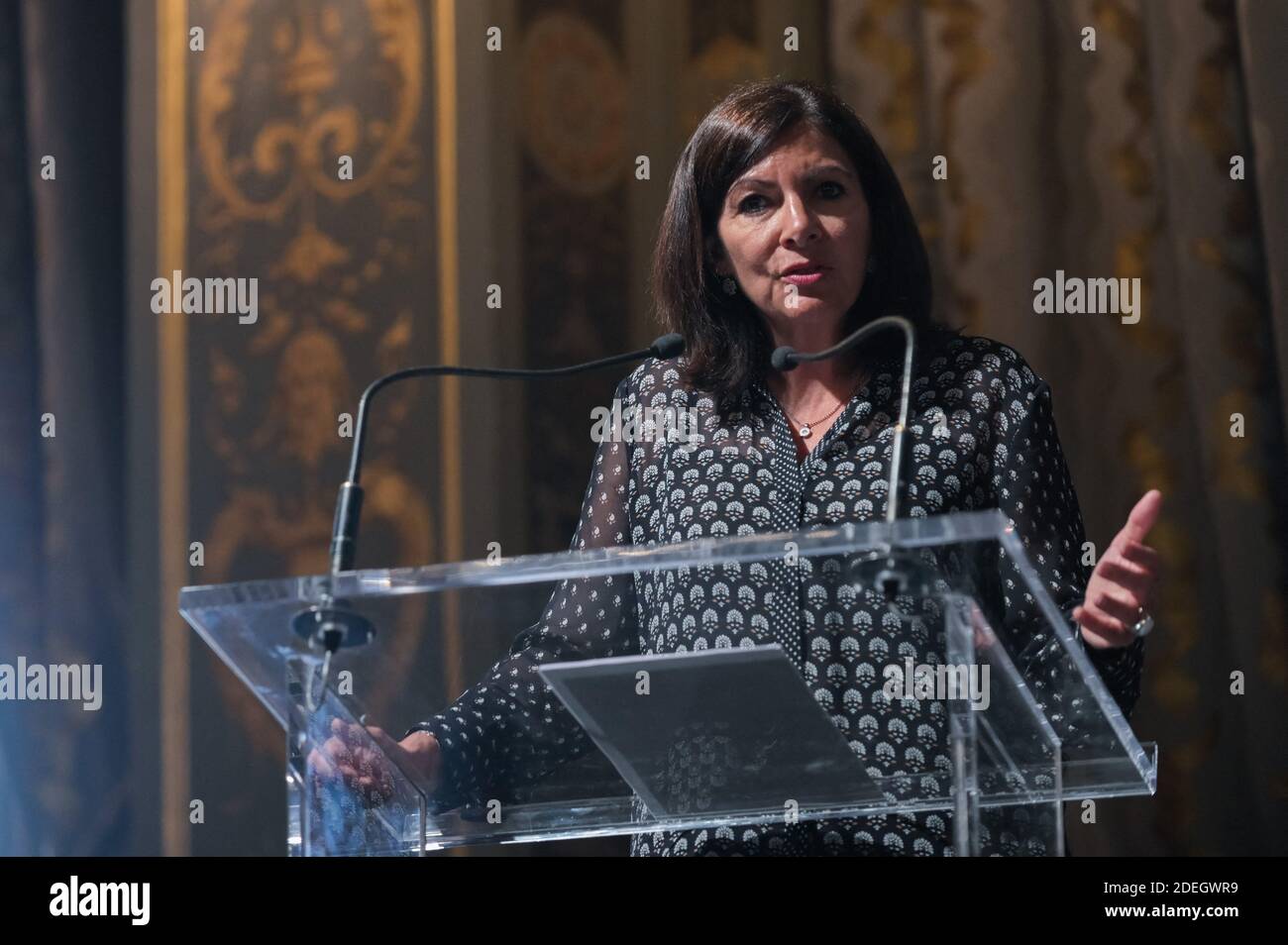 Paris Mayor Anne Hidalgo speaks during the LGBTQI+ price on May 17 ...