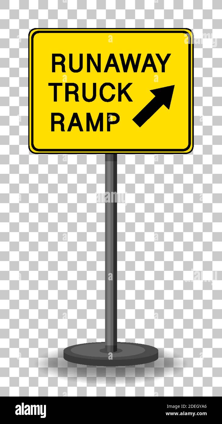 Runaway truck ramp warning sign isolated on transparent background ...