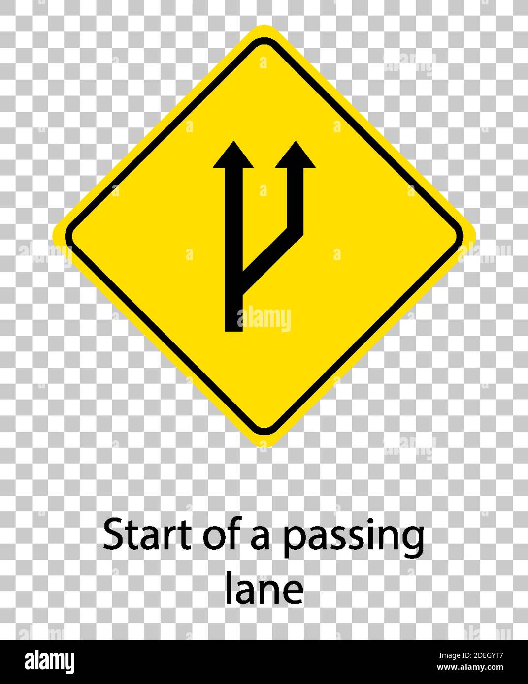 Yellow traffic warning sign on transparent background illustration ...