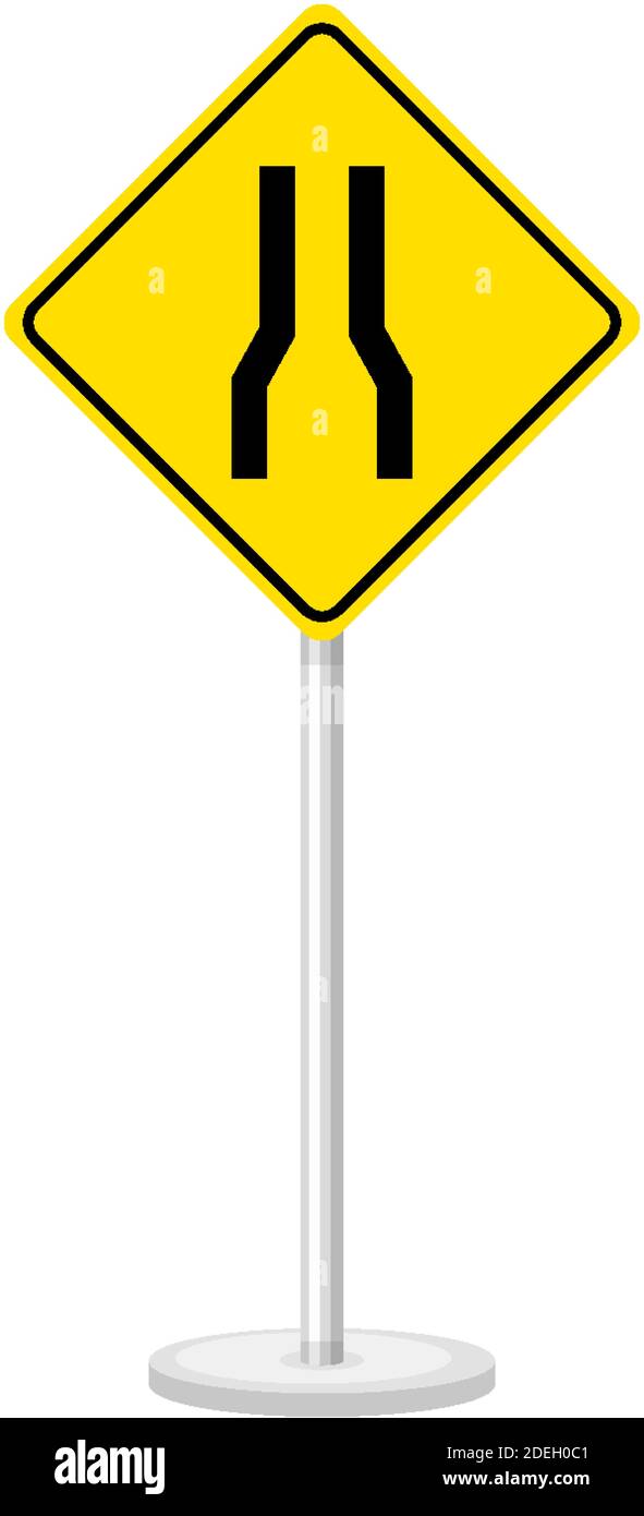 Yellow traffic warning sign on white background illustration Stock ...