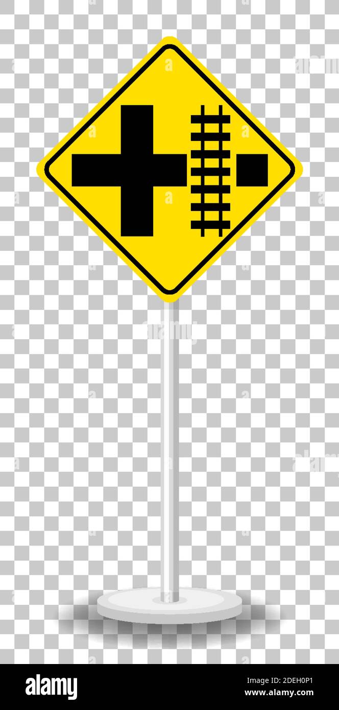 Yellow traffic warning sign on transparent background illustration ...