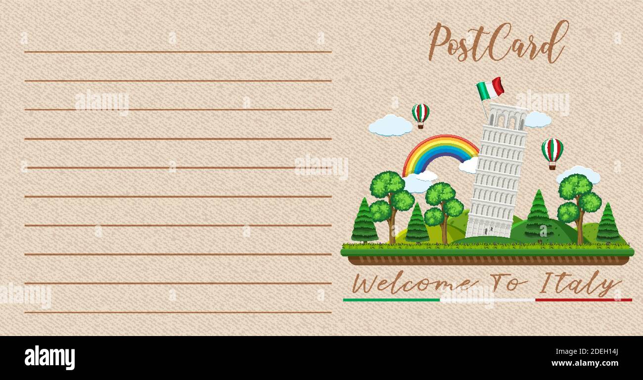 Blank vintage postcard with Landmark of Italy illustration Stock Vector ...