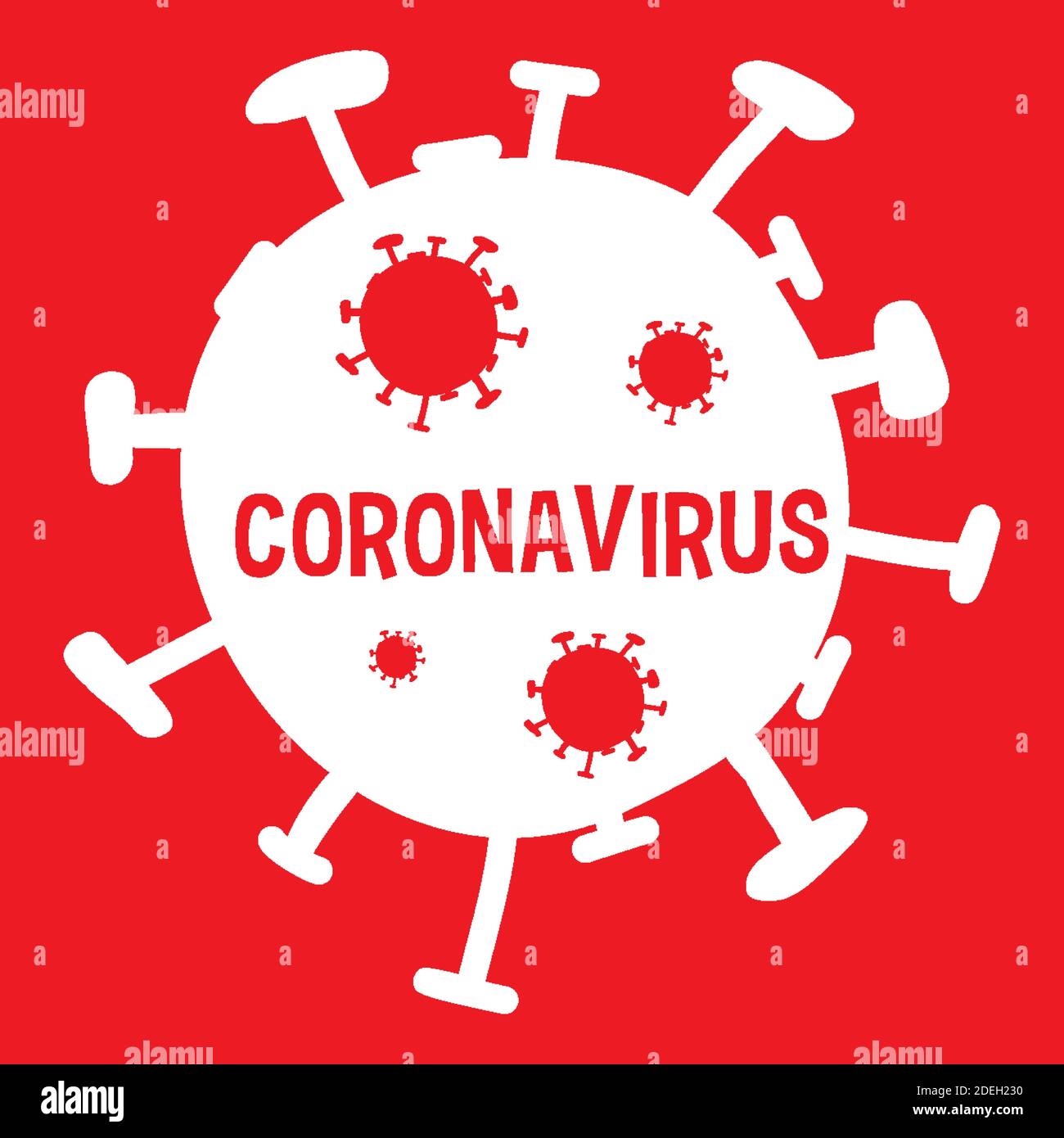 Coronavirus sign with coronavirus text on red background illustration ...