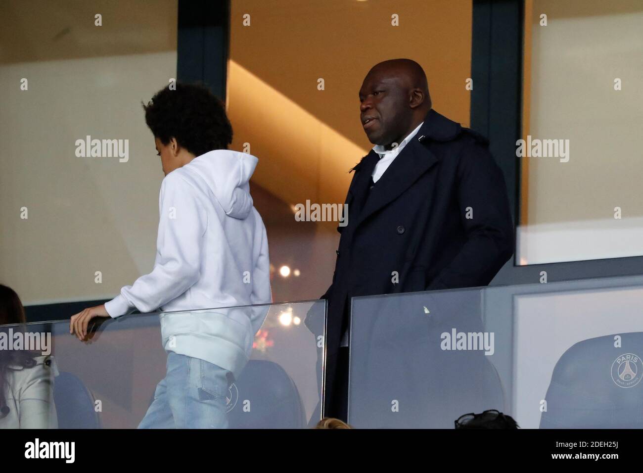 Father of Kylian Mbappe, Wilfried and brother Ethan during the French ...