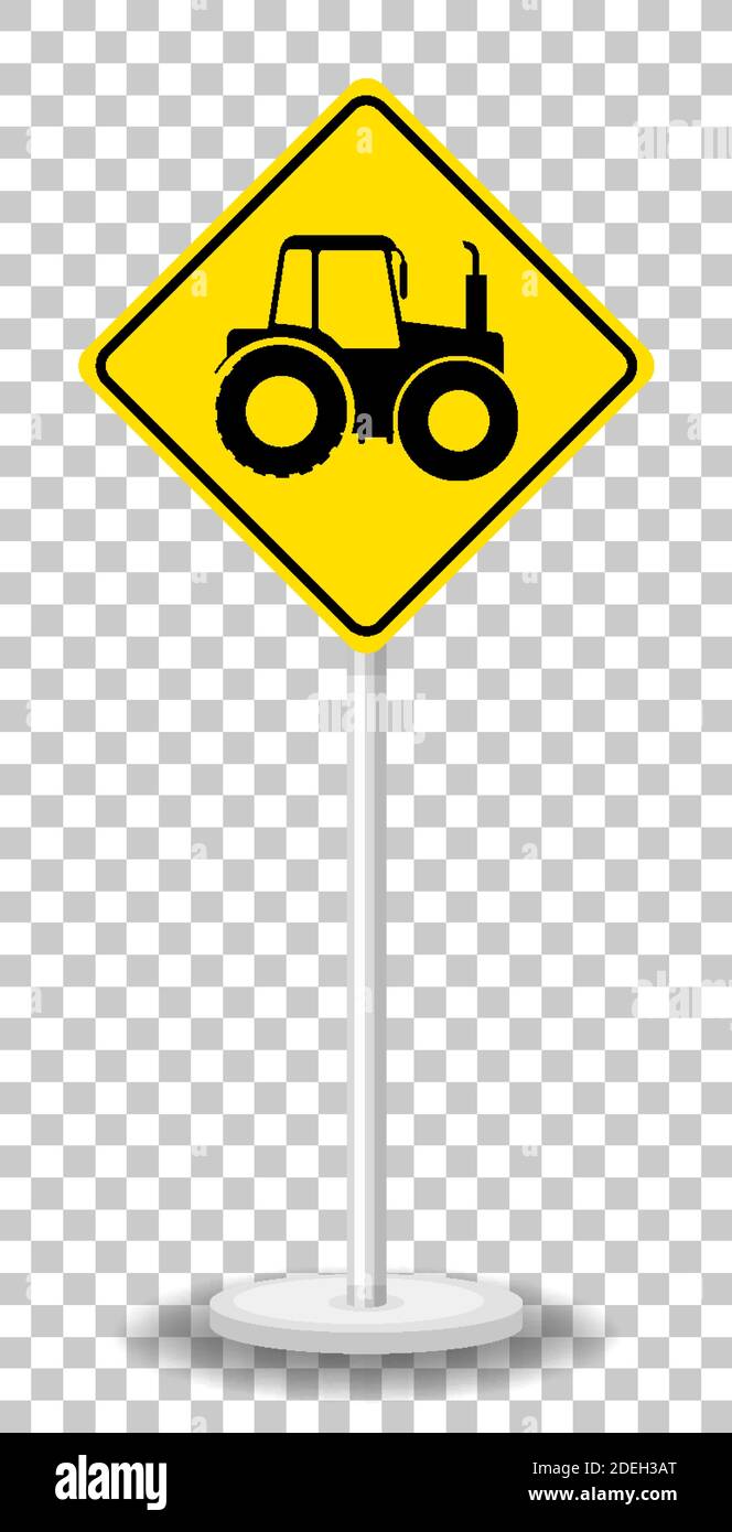 Yellow traffic warning sign on transparent background illustration ...