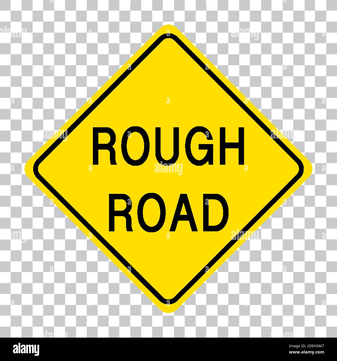 Yellow traffic warning sign on transparent background illustration ...