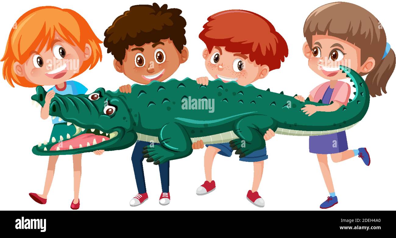 Girls Alligator Cartoon Clip Art