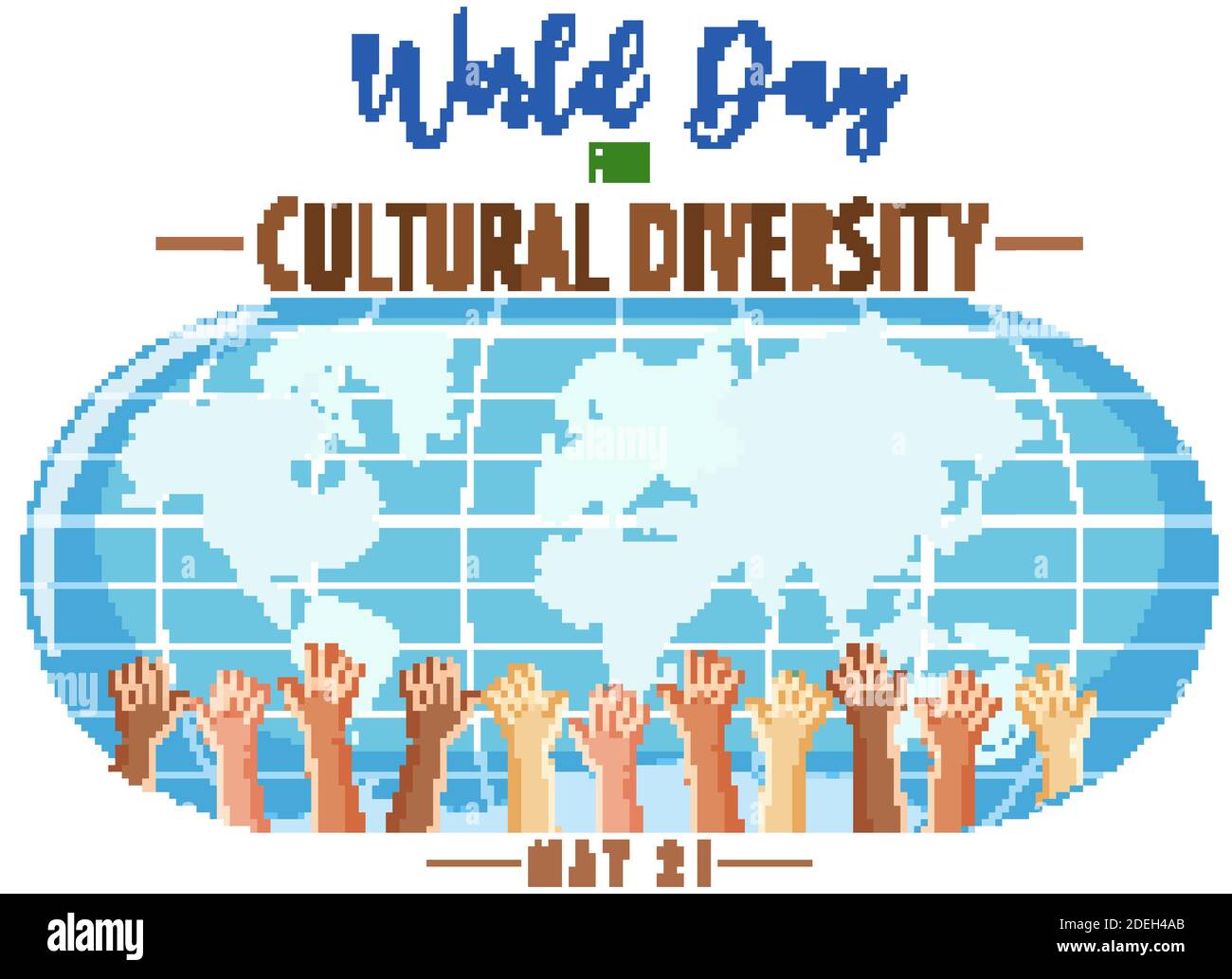 World Cultural Diversity Day logo or banner with world map with many ...