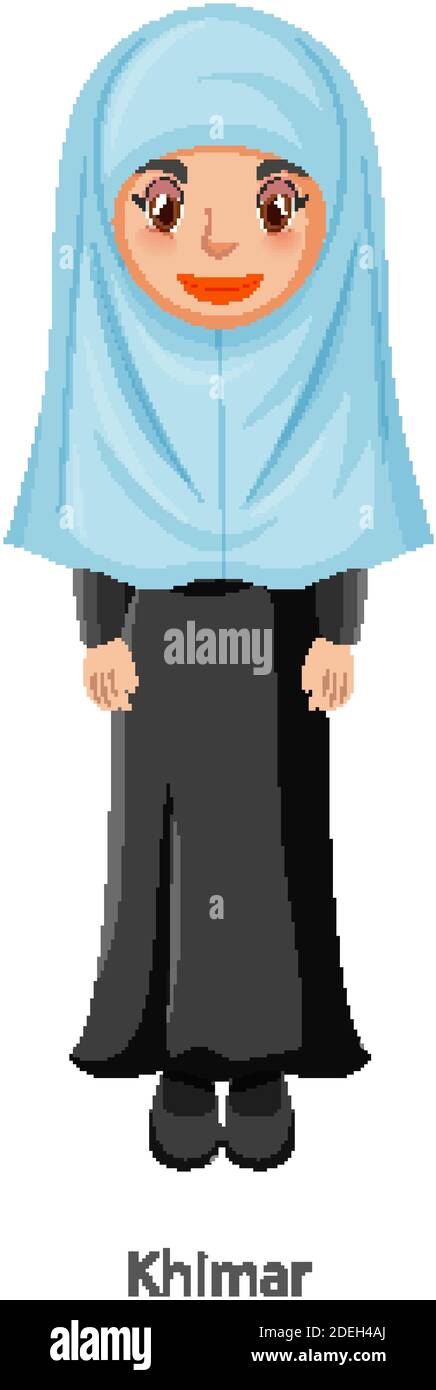 A woman wearing Khimar Islamic traditional veil cartoon character ...