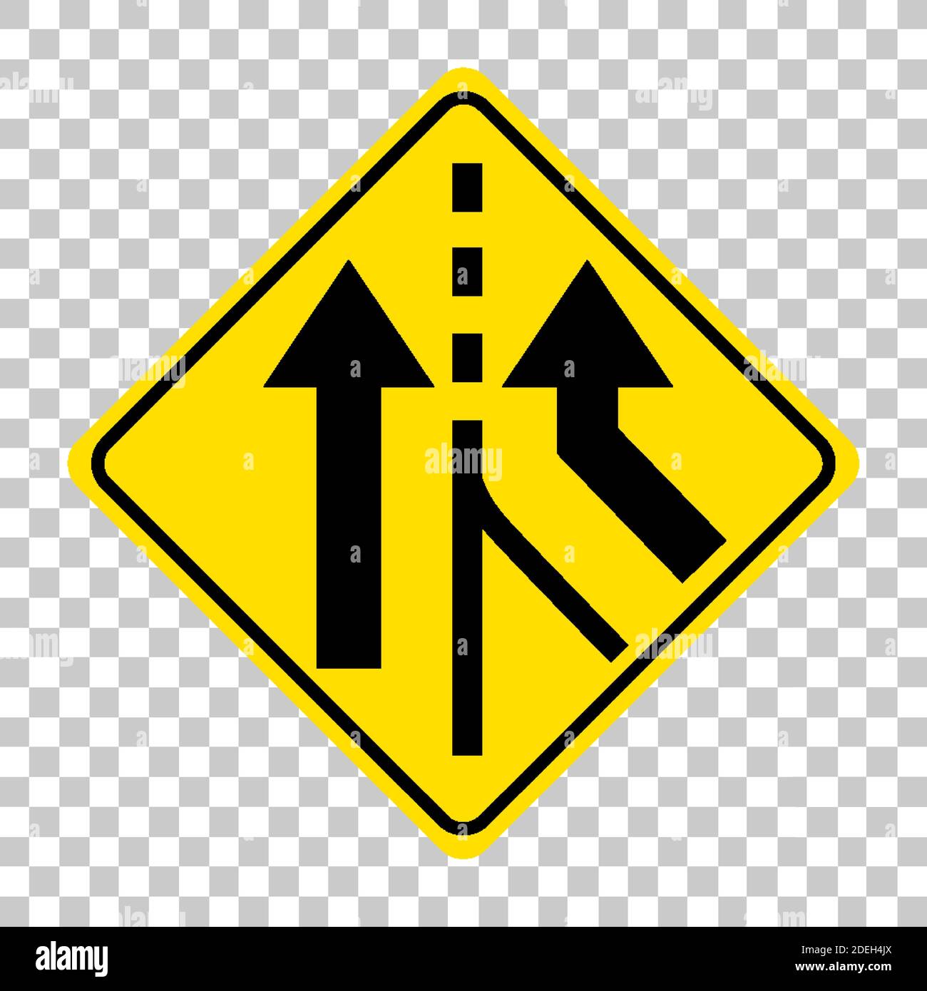 Yellow traffic warning sign on transparent background illustration ...