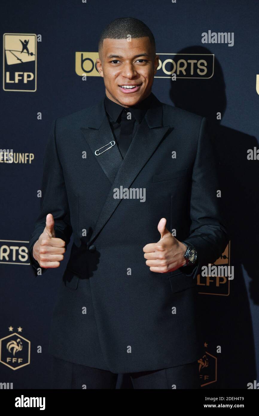 Kylian Mbappe attending the ceremony for the UNFP Trophy Awards at ...