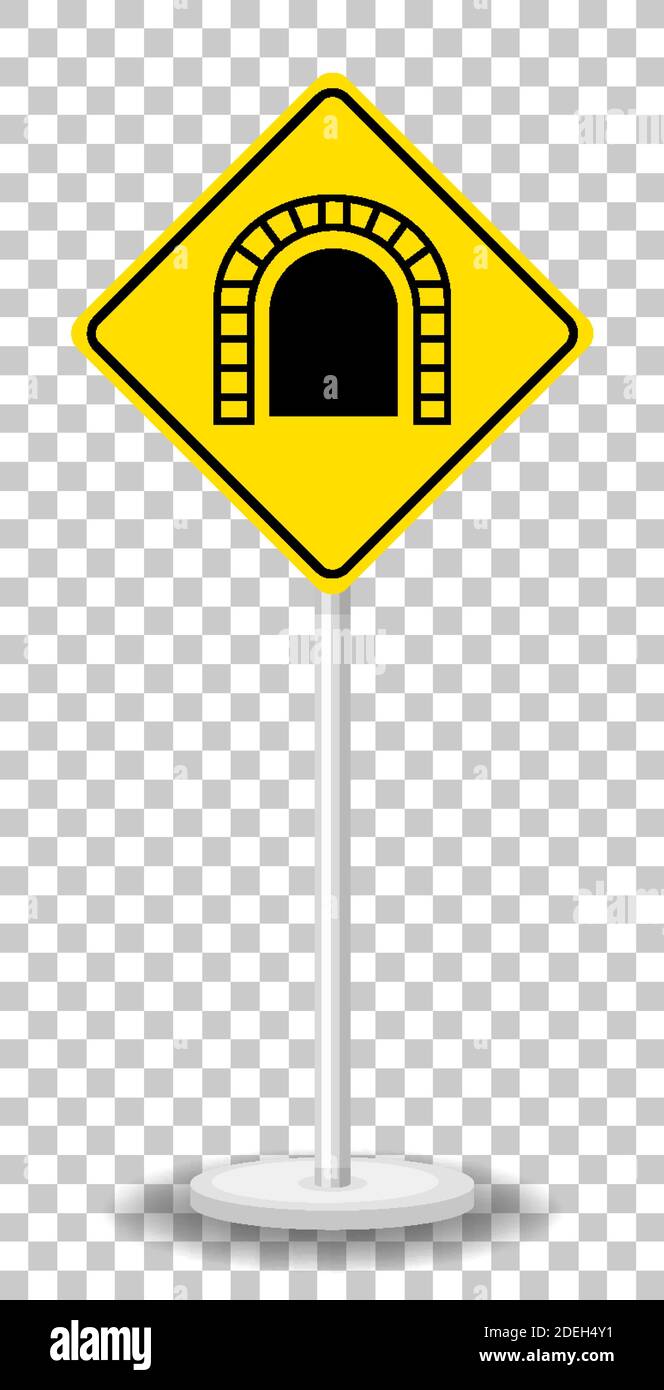 Yellow traffic warning sign on transparent background illustration ...