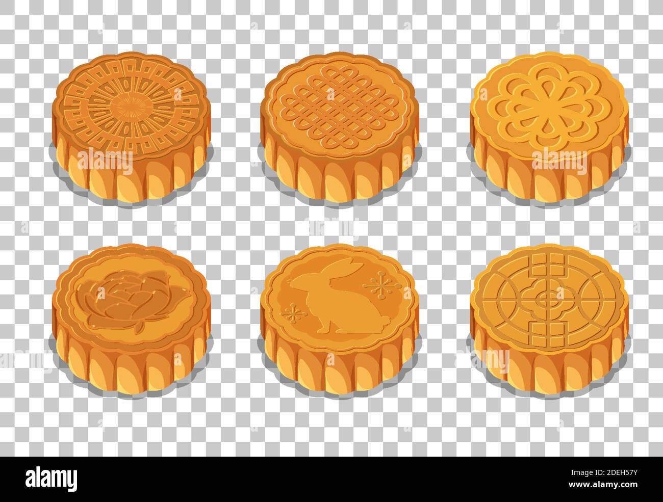 Set of mooncakes isolated on transparent background illustration Stock ...