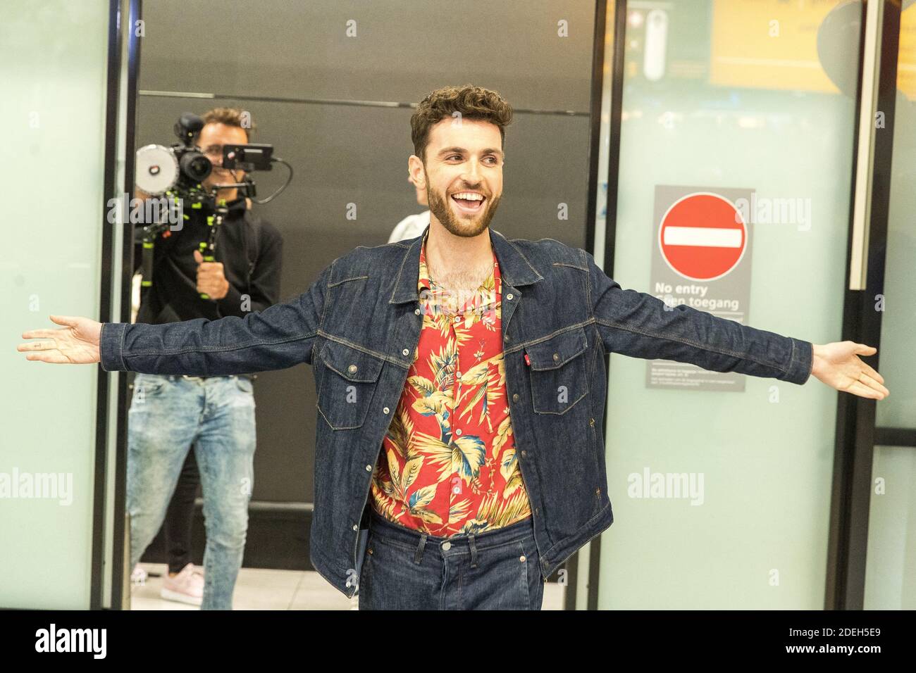 Dutch singer Duncan Laurence is greeted by fans at Schiphol airport in ...