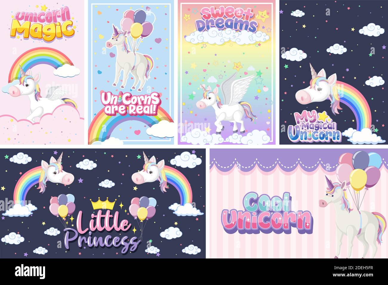 Cute unicorn banner on pastel background color illustration Stock ...