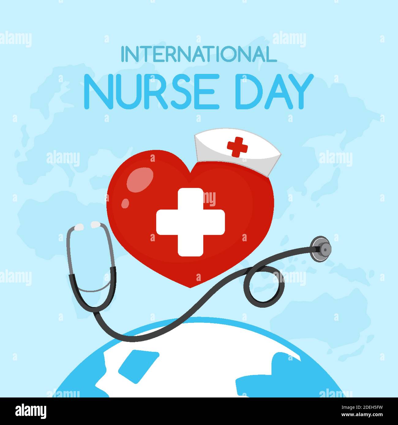 International Nurse Day logo with cross medical in heart illustration ...