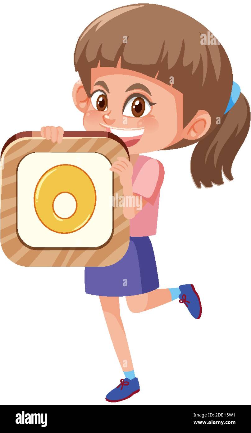 Student girl holding the number cartoon character isolated on white ...