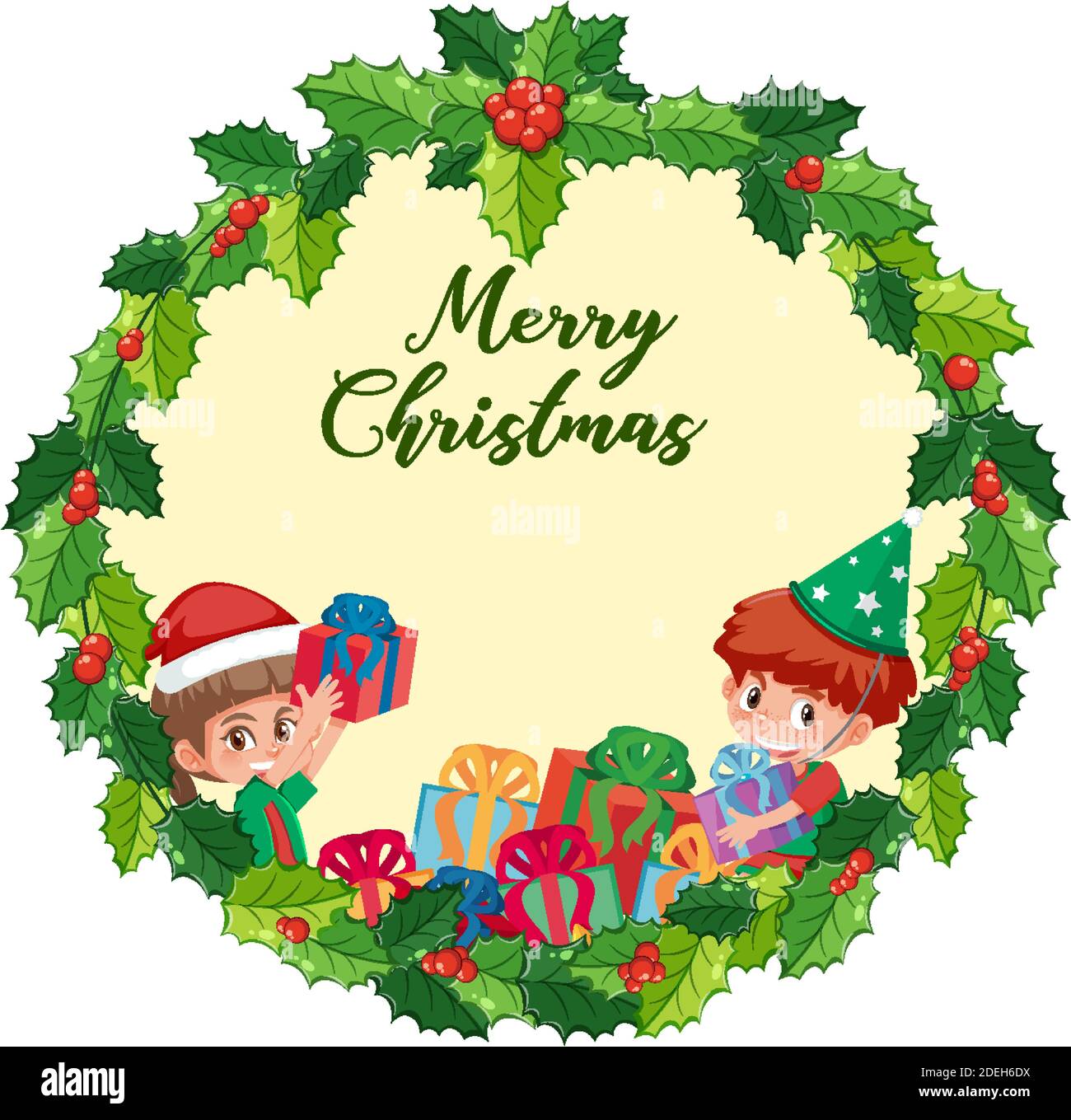 Blank Merry Christmas card template illustration Stock Vector Image ...