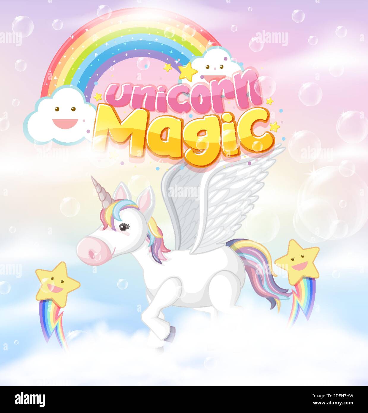 Unicorn icon on magic pastel background illustration Stock Vector Image ...