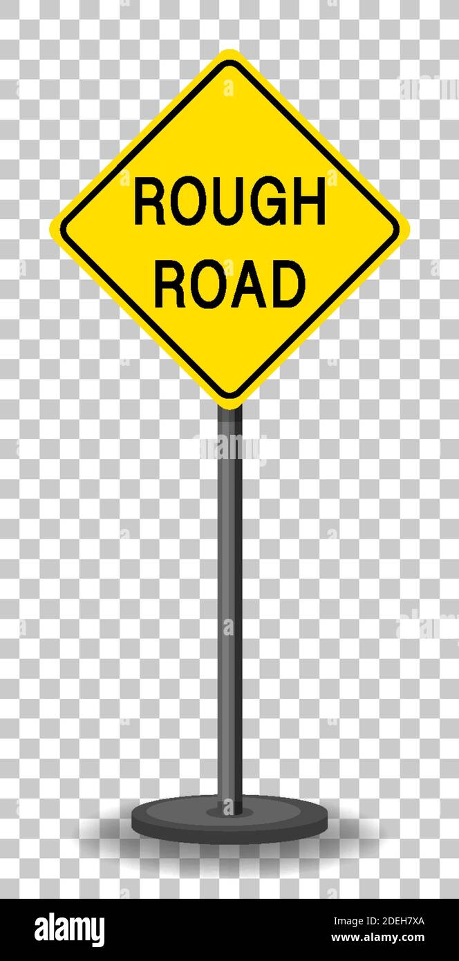 Yellow traffic warning sign on transparent background illustration ...